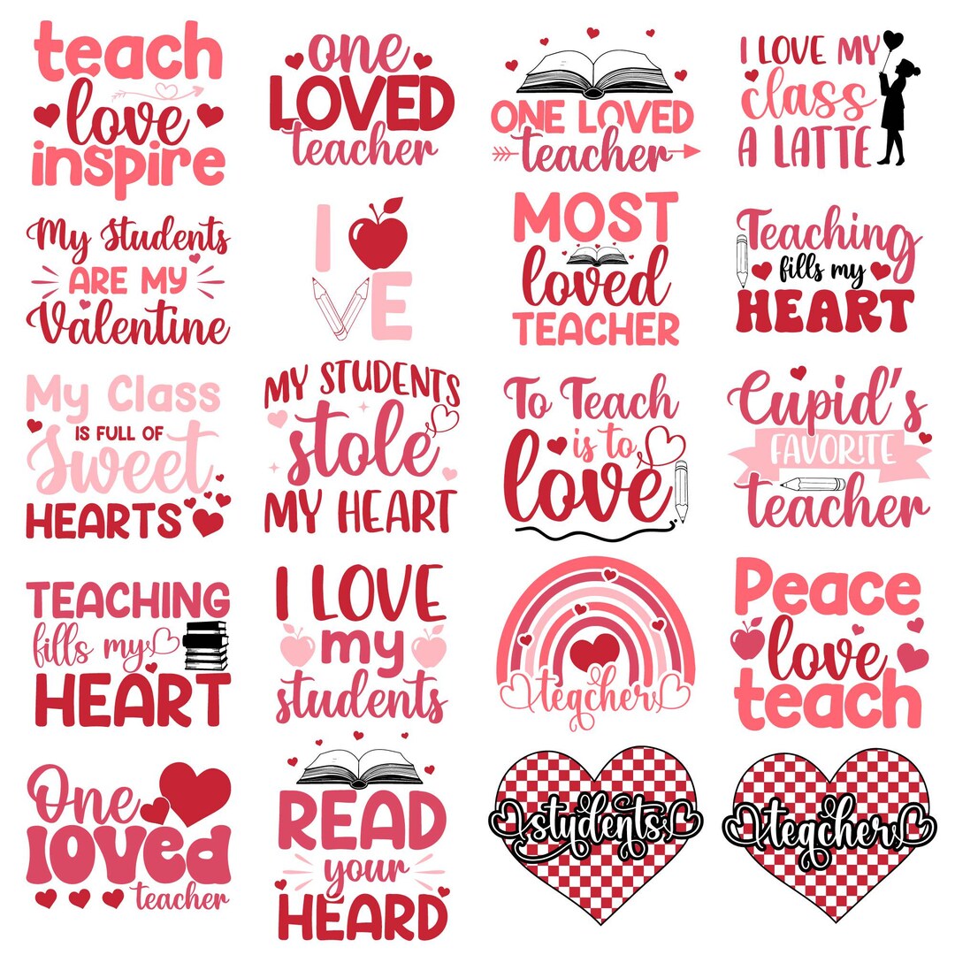 Valentines Day Teacher Svg, Teacher Quotes Svg, Teacher Svg Bundle ...