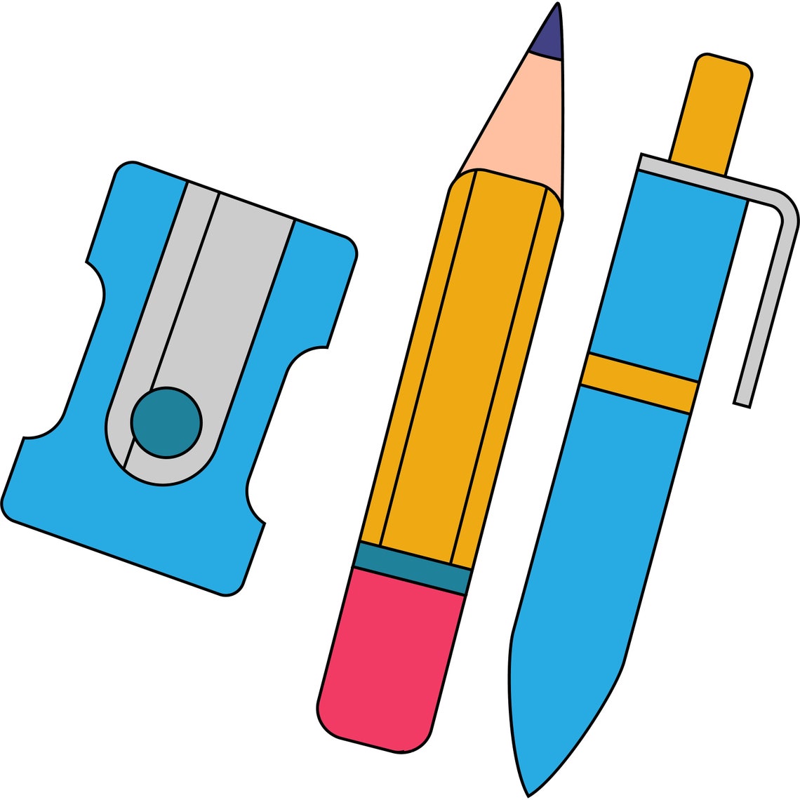 School Supplies Clipart Kids School Design Art Instant - Etsy