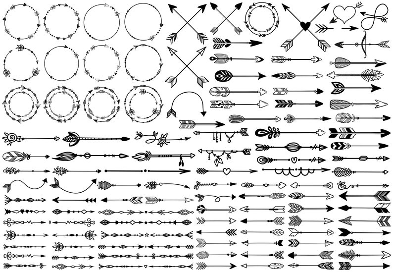 Arrows SVG Bundle, Archery Arrows SVG Bundle, Arrow Monogram, Swirls ...
