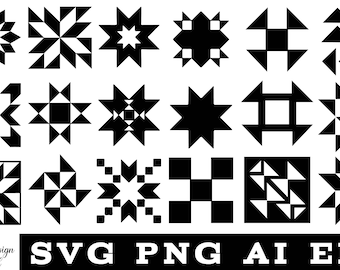 16 Quilt Blocks SVG Bundle Printable JPG Files - Etsy