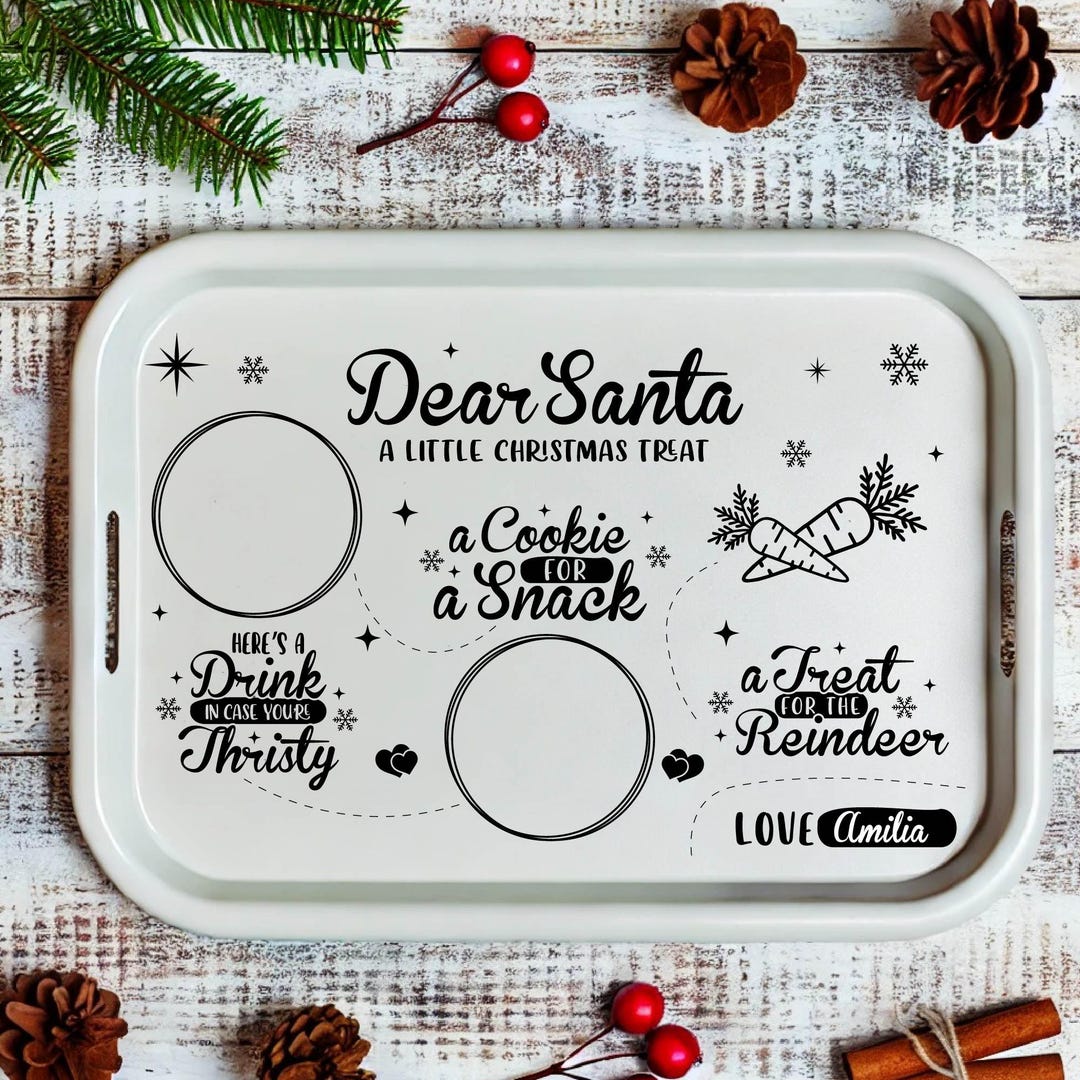 Santa Tray Svg Bundle, Dear Santa Plate Svg, Merry Christmas Svg, Tray ...
