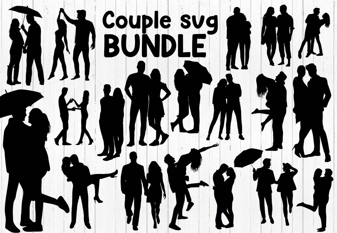 Couple SVG Bundle, Love SVG Bundle, Wedding Cut File, Couple Silhouette ...