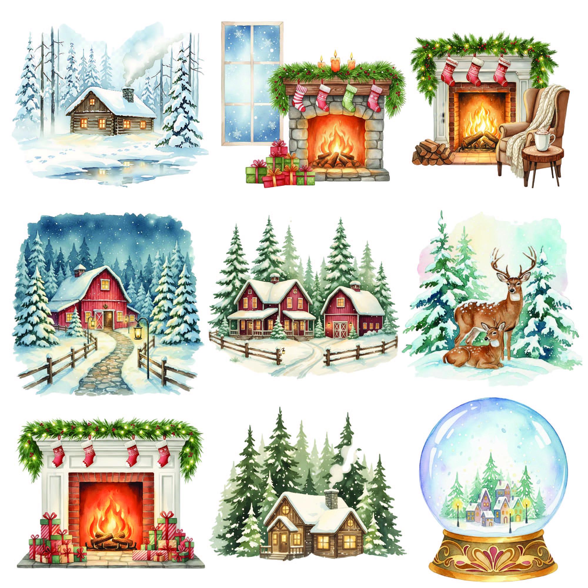 Watercolor Christmas Clipart Bundle: Festive Winter PNG Designs - Etsy