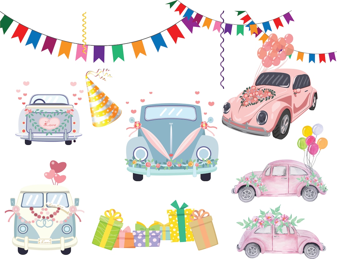 Party Car Clipart, Transportation Birthday Invitation, Truck, Cars ...