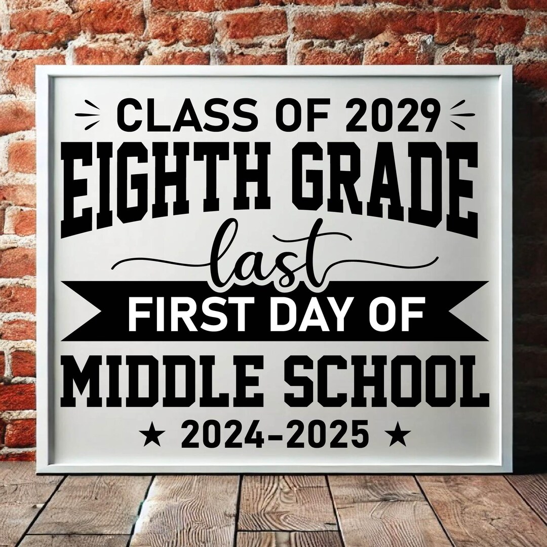 First Day of 8th Grade Middle School Sign, First Day of Eighth Grade ...