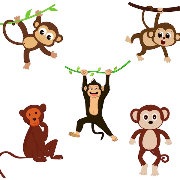 Monkey Clipart - Etsy