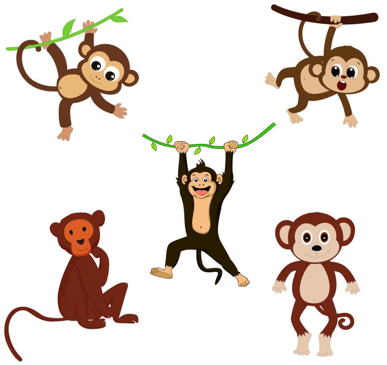Monkeys Clipart Set Cute Kids Monkey SVG Baby Jungle Animals - Etsy México