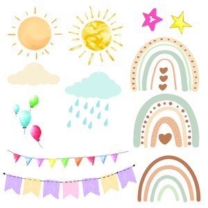 Watercolor Rainbow Clipart Set: Weather SVG Bundle (digital Download ...