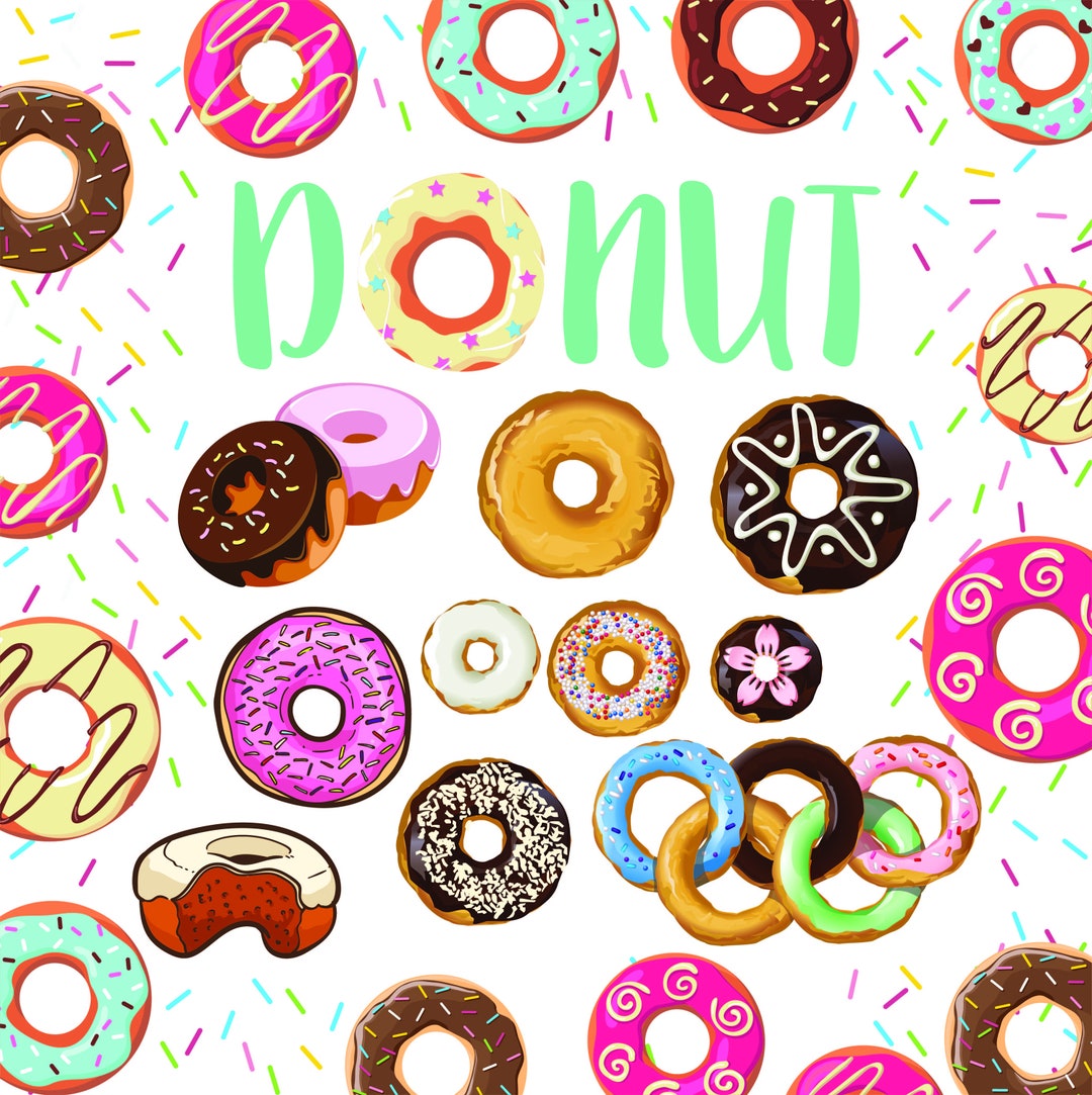 Watercolor Donuts Clipart, Sweet Bakery Food SVG Bundle, Backing ...