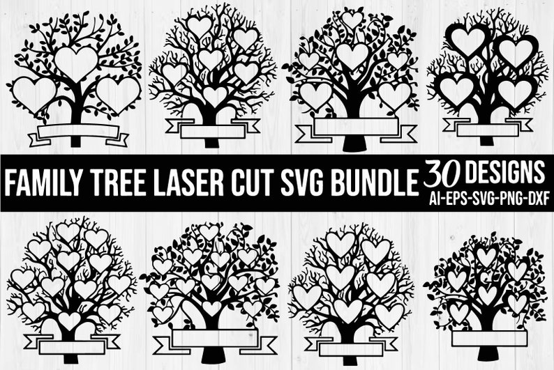 Paquete de 30 árboles genealógicos SVG, árbol de la vida SVG, reunión ...