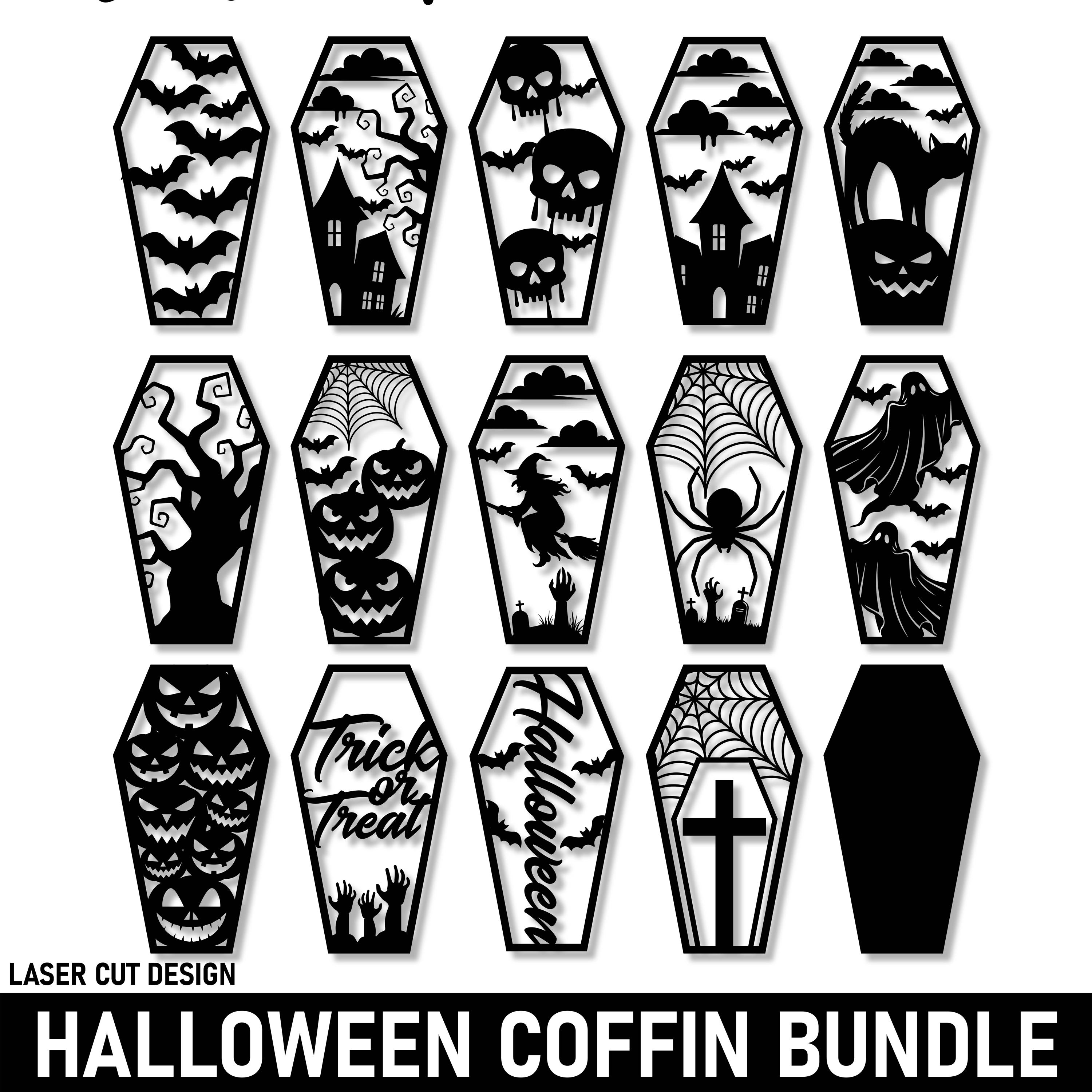 Halloween Coffin SVG Bundle: Spooky Ghost Laser Cut Files (digital ...
