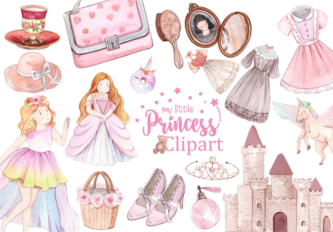 Princess Clipart Little Princess Clipart Vector Fairy Tale - Etsy