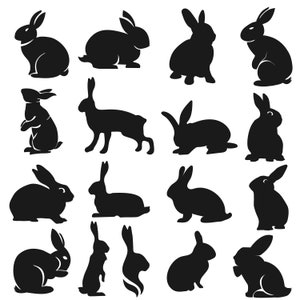 Bunny Svg Bundle, Bunny Digital Silhouette Download for Cricut, Rabbit ...