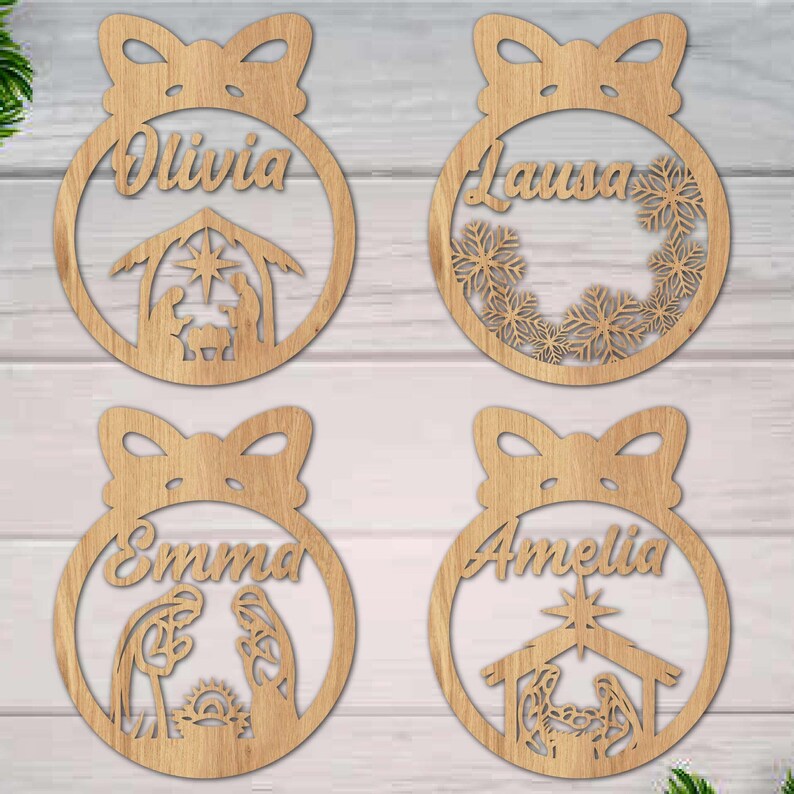 Personalized Name Ornament SVG Bundle | Custom Christmas Bauble ...