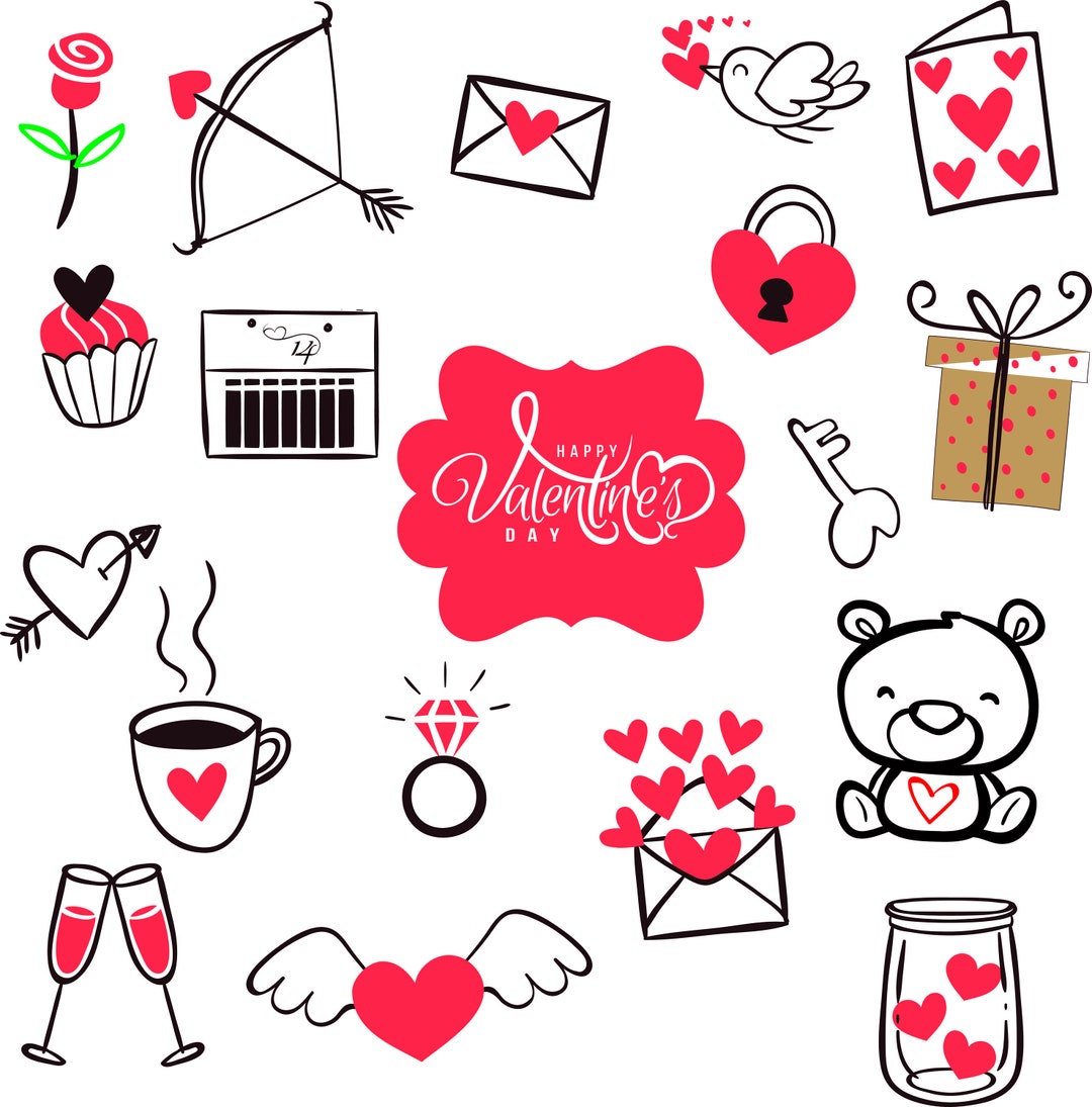 Valentine's Day Clipart: Bird, Red Heart Graphics (commercial Use ...
