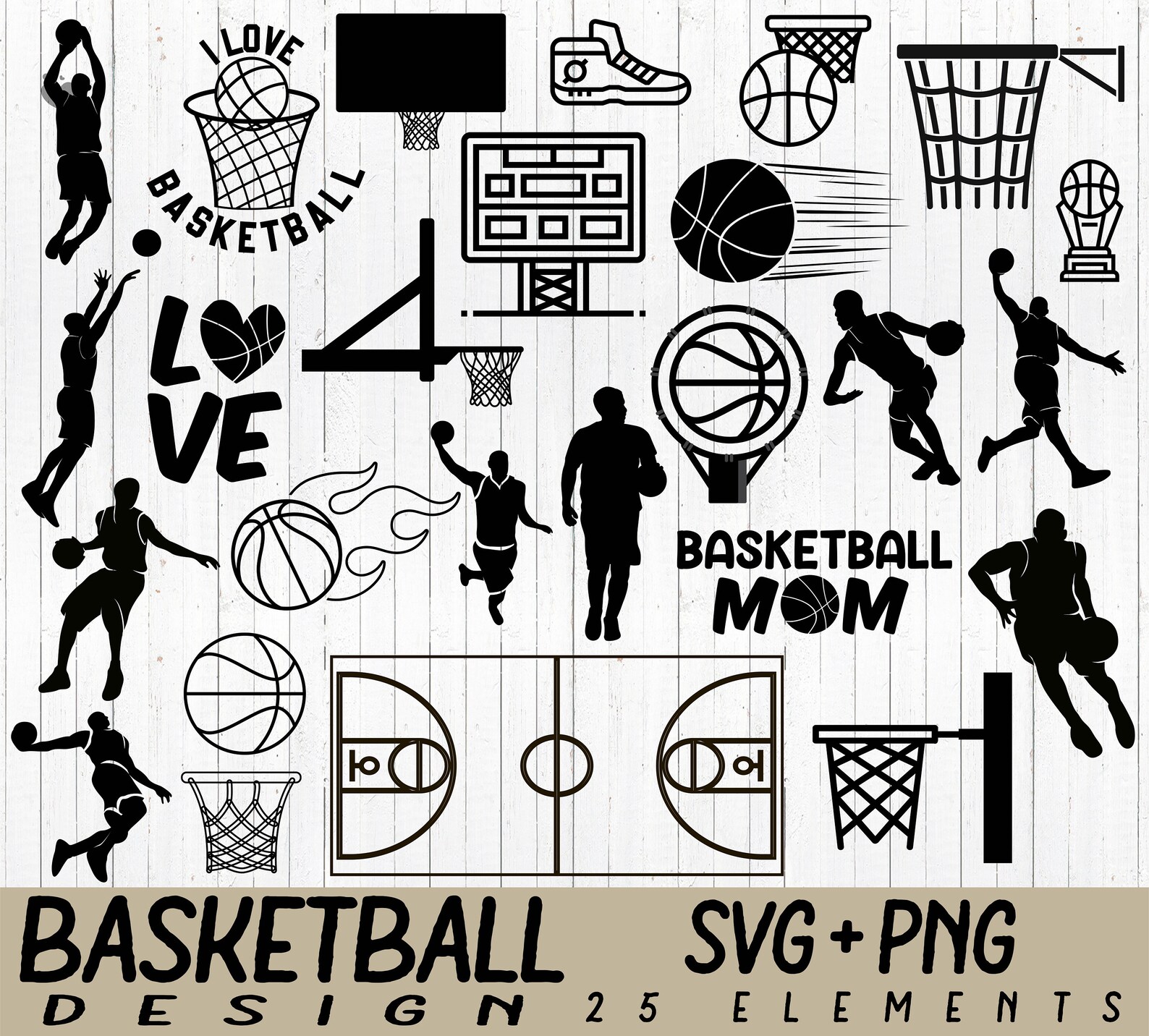 Basketball SVG Bundle Basketball Clipart Cut Files Sports Silhouette ...