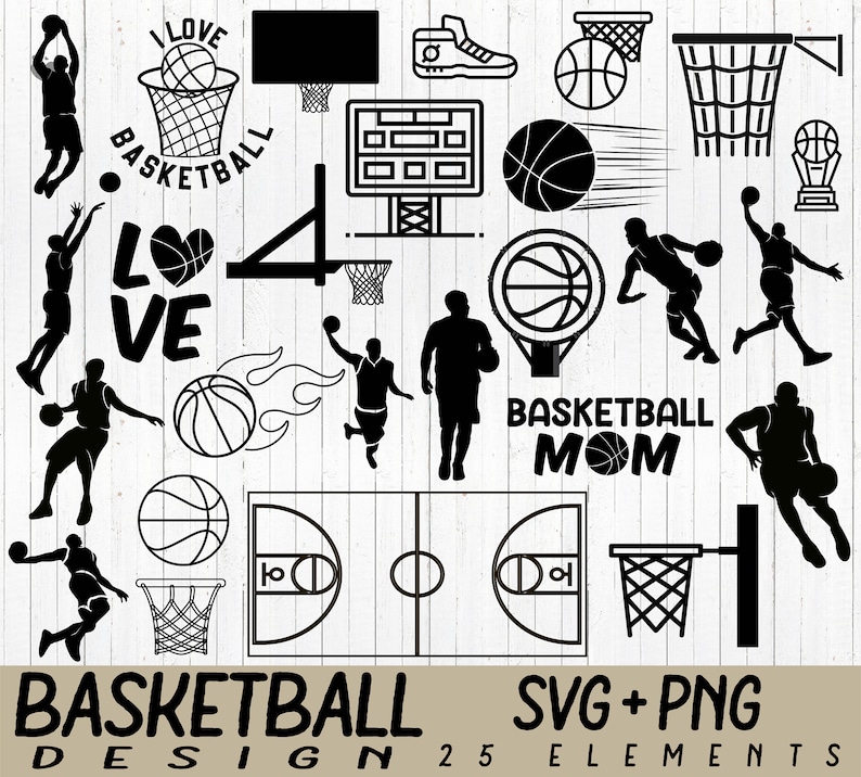 Basketball SVG Bundle Basketball Clipart Cut Files Sports Silhouette ...