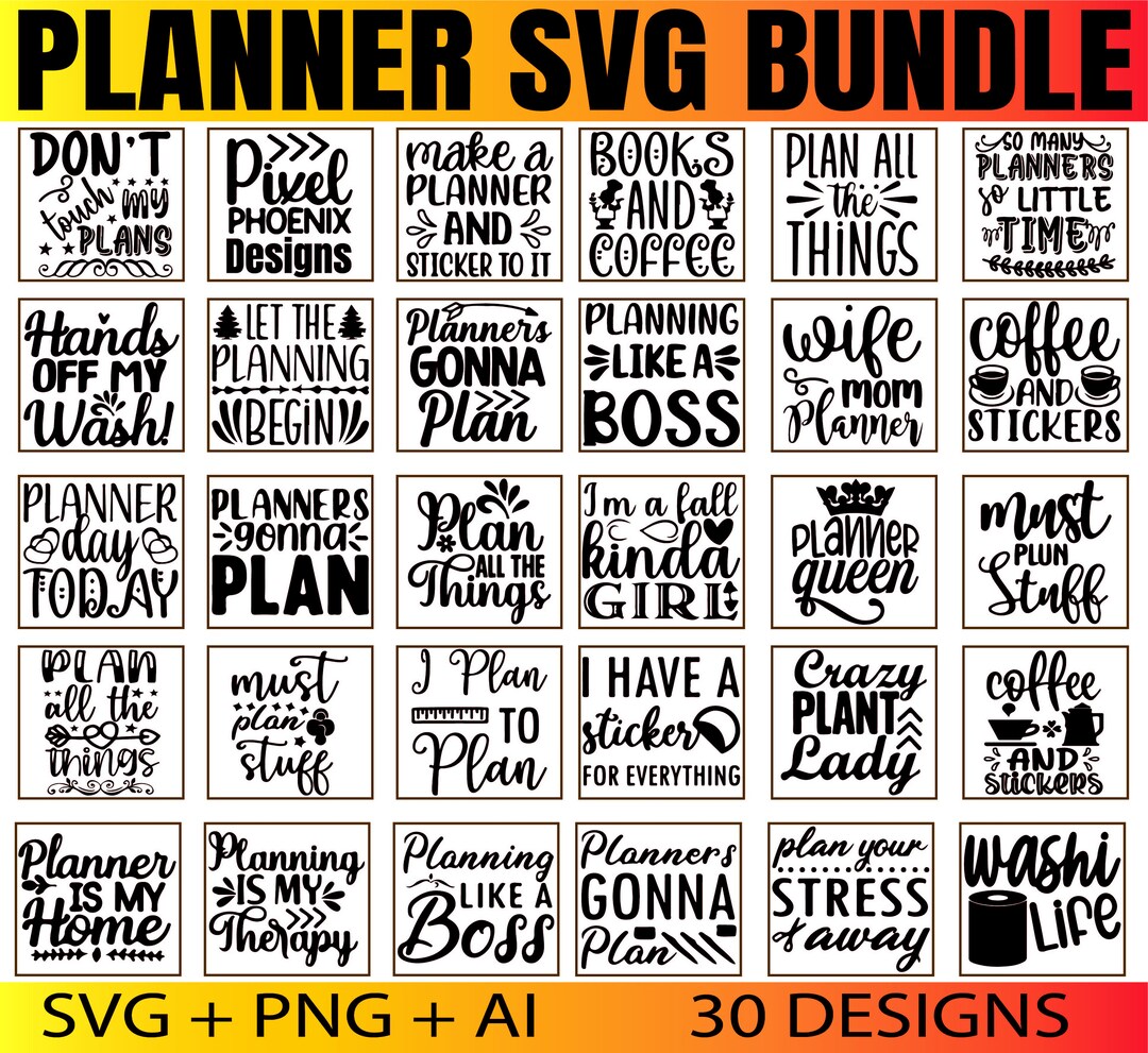 Planner Svg Bundle, Positive Quote Svg, Motivation Quotes, Planner ...
