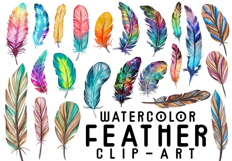 Feather Clipart Boho Feather PNG Colorful Feathers Feather - Etsy