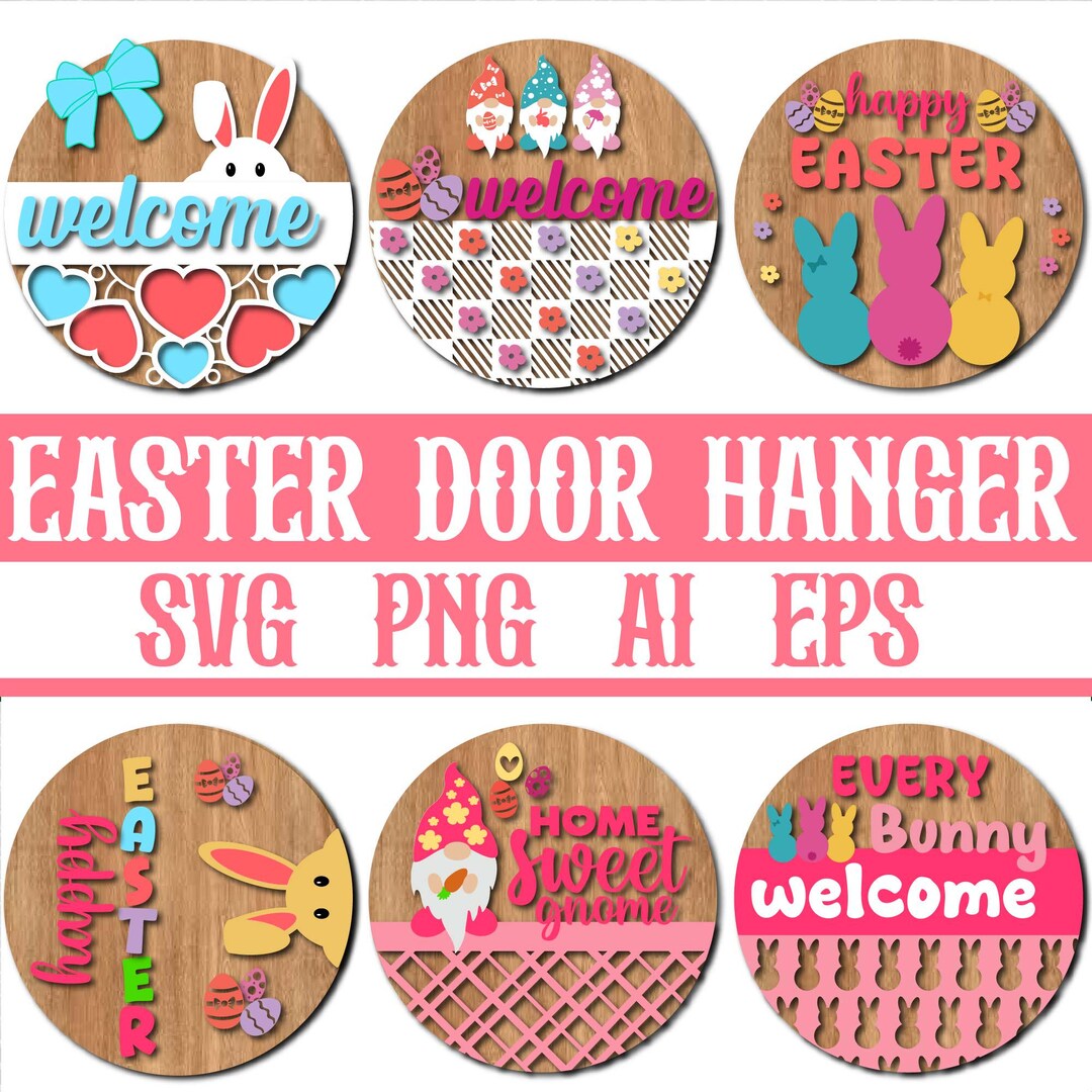 Easter Round Sign, Easter Door Hangers, Happy Easter Svg, Welcome Sign ...