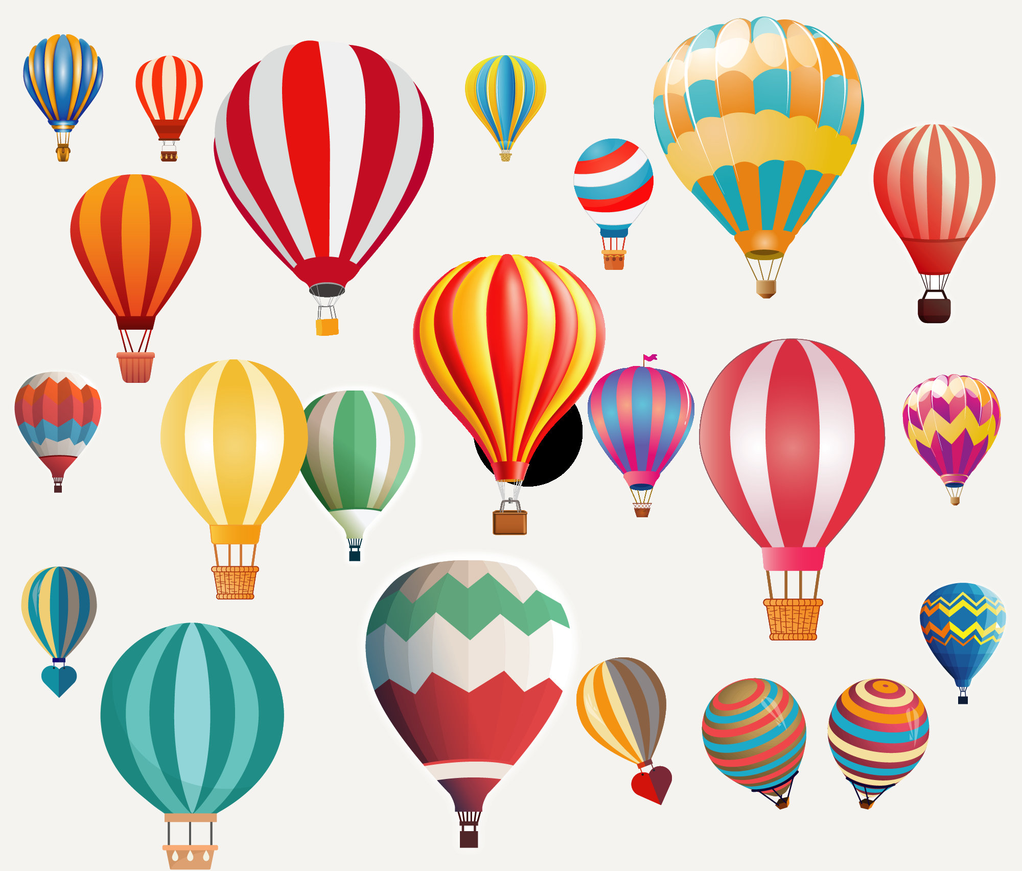 Hot Air Balloon Clipart: Rainbow Vector Graphics (digital Download) - Etsy