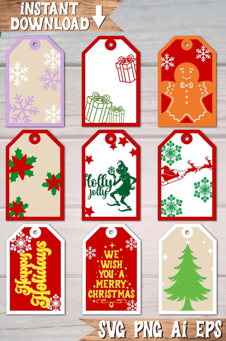 Christmas Gift Tag SVG Bundle, Laser Cut Files - Etsy