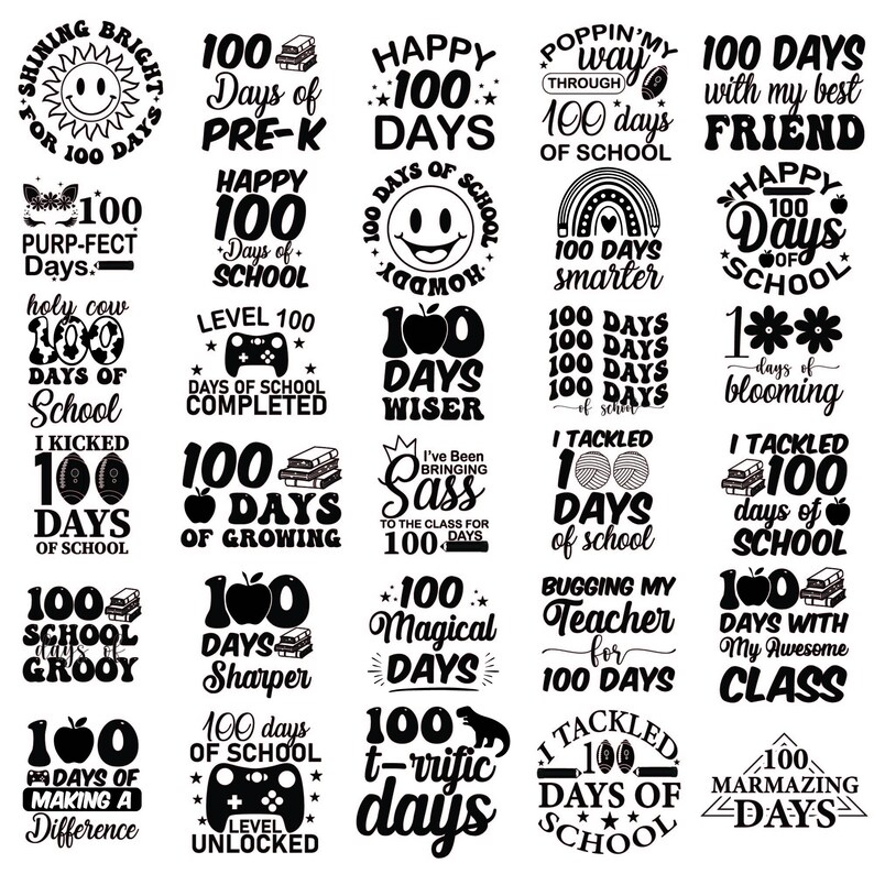 100 Days of School SVG: Teacher & Kids Shirt Designs (digital Download ...