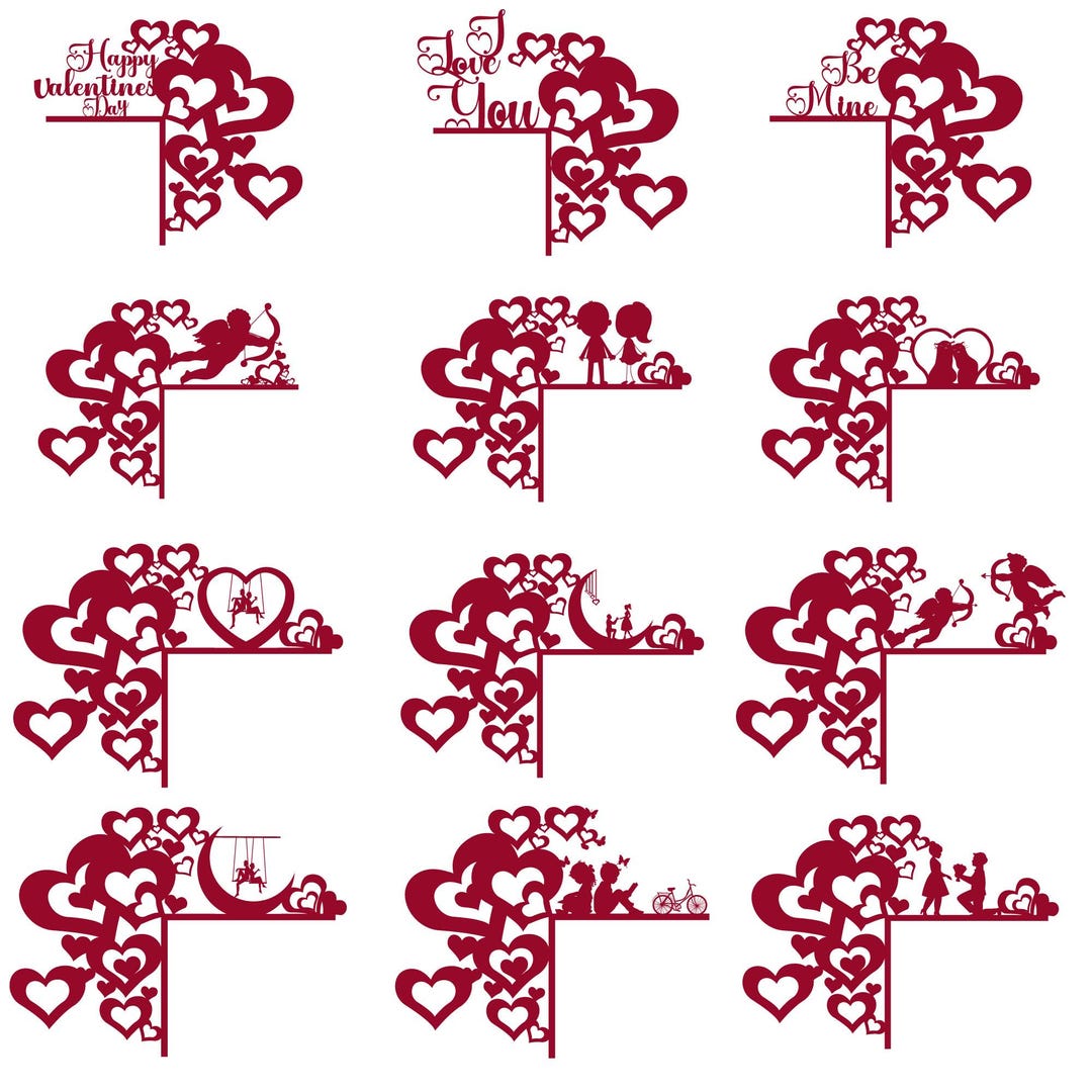 Valentines Door Corner Bundle, Valentines Day Door Decor, Door Trim Svg ...