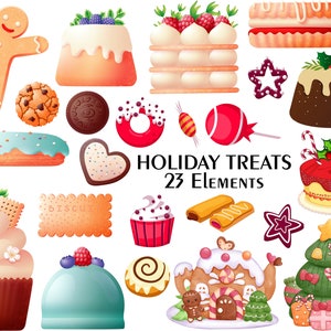 Watercolor Christmas Clipart, Holiday Desserts, Xmas Sweets Gingerbread ...
