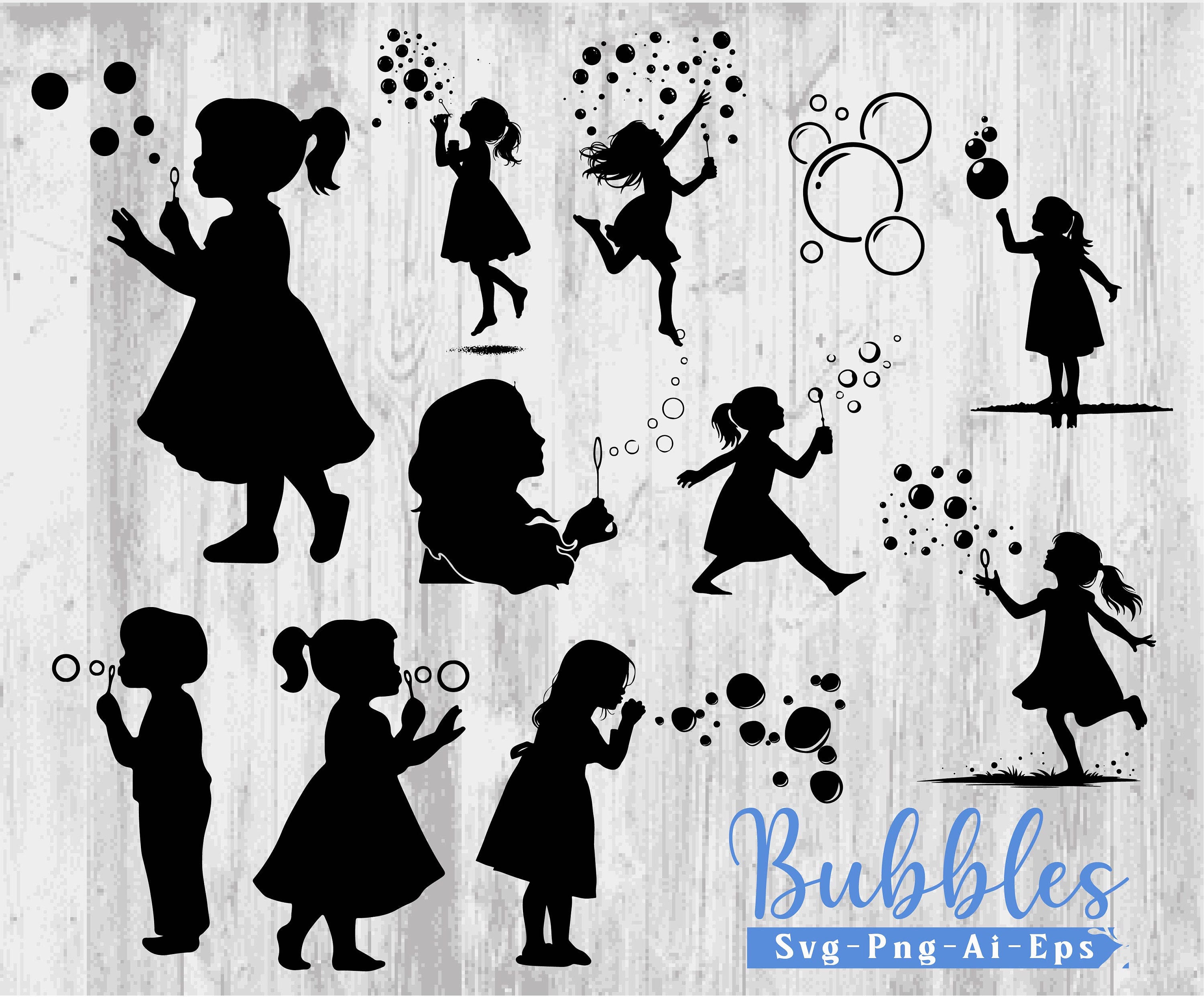Bubble Delight SVG Bundle: Kids Blowing Bubbles Clip Art (digital ...