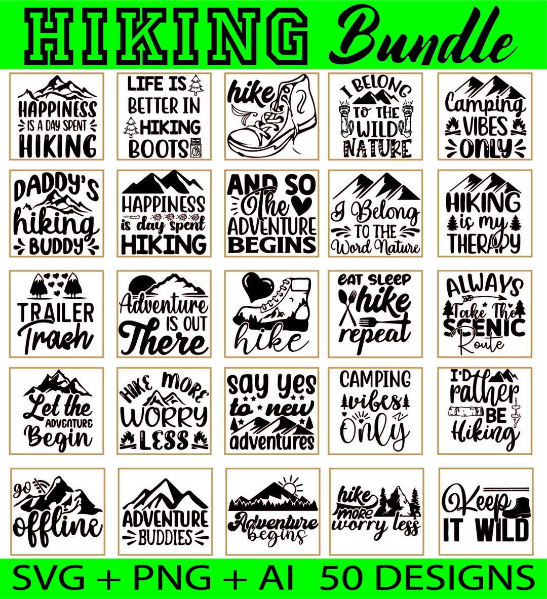 Hiking Mountain Svg, Camping and Hiking Svg, Mountain Hiking Svg ...