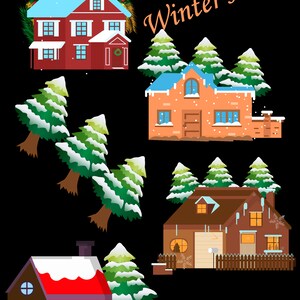 Christmas Village Christmas Town Clipart SVG, Winter House Clipart ...