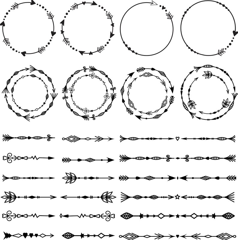 Arrows SVG Bundle, Archery Arrows SVG Bundle, Arrow Monogram, Swirls ...