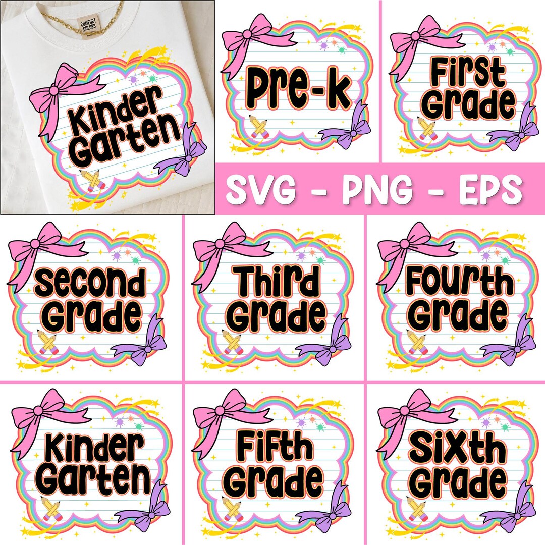 Preppy Back to School PNG Bundle: Teacher Coquette SVG Cricut Files - Etsy