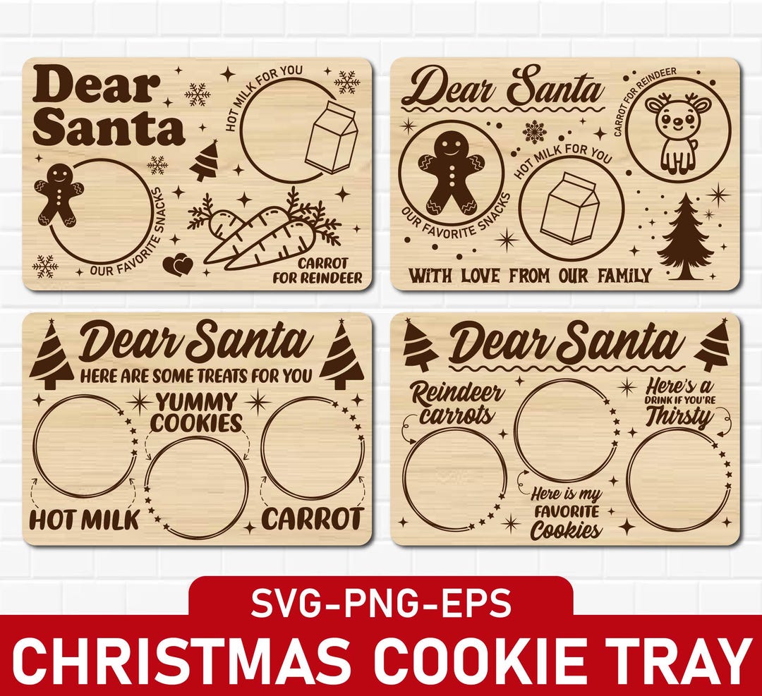 Santa Cookie Plate SVG: Christmas Tray Design (cricut File) - Etsy