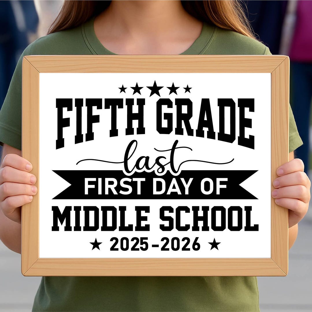 Printable Fifth Grade Sign, First Day 5th Grade, First Day of School ...