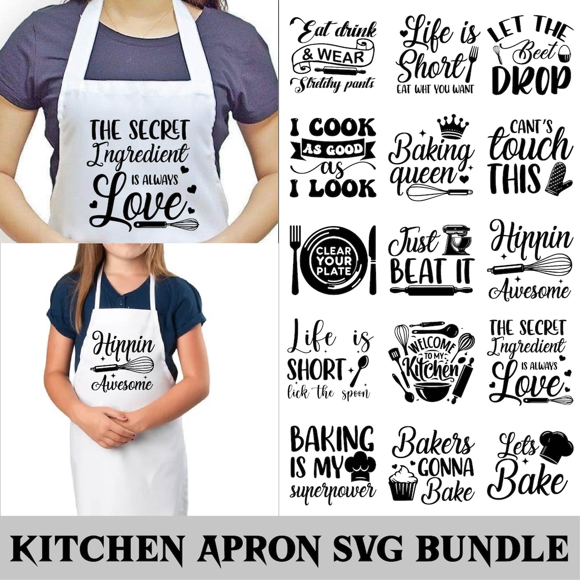 Funny Apron Sayings SVG Bundle: Kitchen & BBQ Designs (digital Download ...