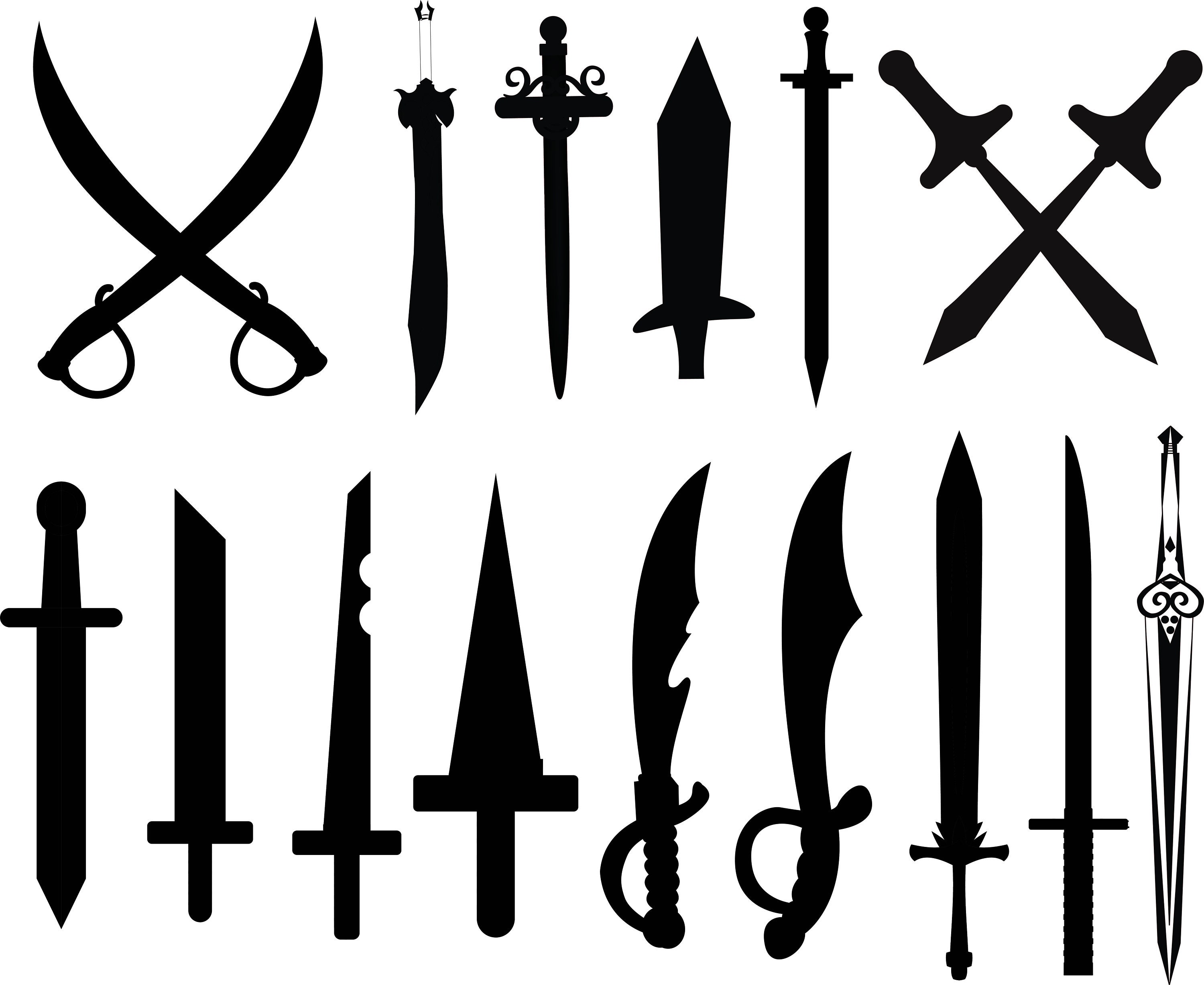 Swords Svg Bundle Digital Sword Silhouette, Weapon, Tools, Dagger, Axe ...