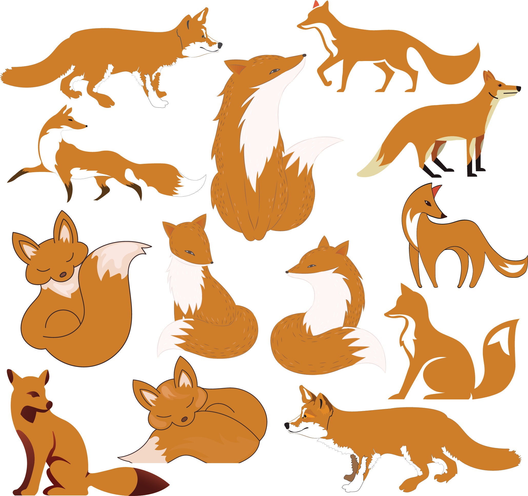 Fox Clipart Set Cute Fox SVG Bundle Foxes Wild Animal Graphics Image ...