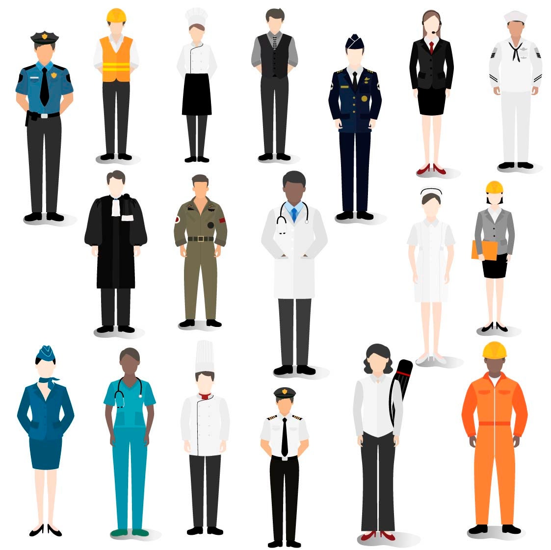 Community Helpers Clipart Bundle: Diverse Professions SVG, PNG (digital ...
