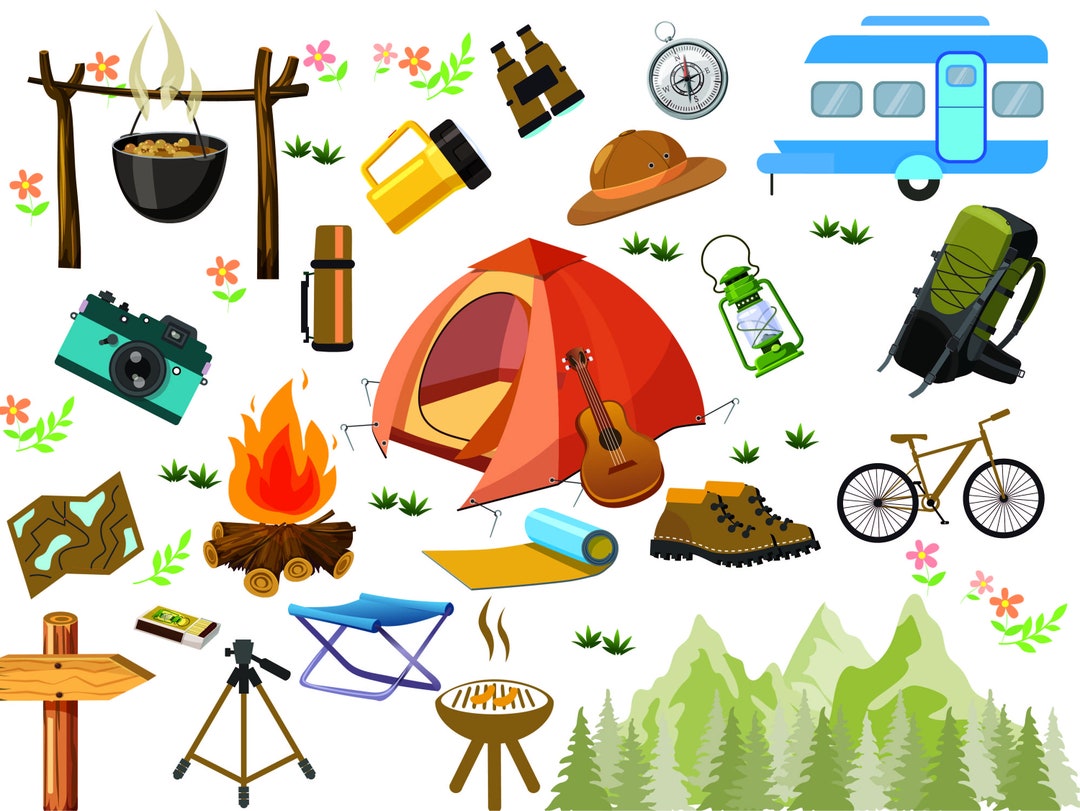 Camping Clipart, Spring Tour Camping , Summer Travel Camp Graphics ...