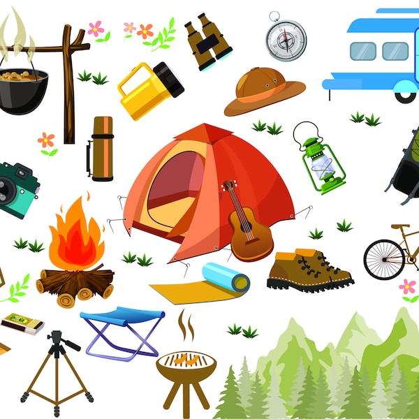 Camping Tent Clipart - Etsy