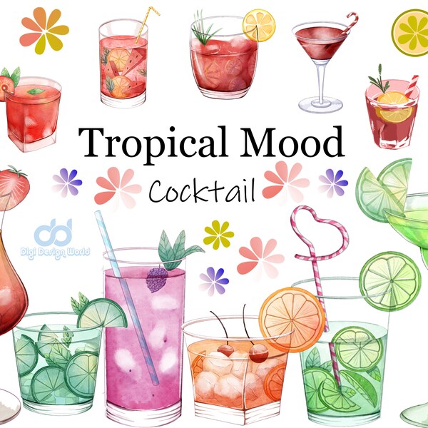 Signature Cocktail Clipart - Etsy