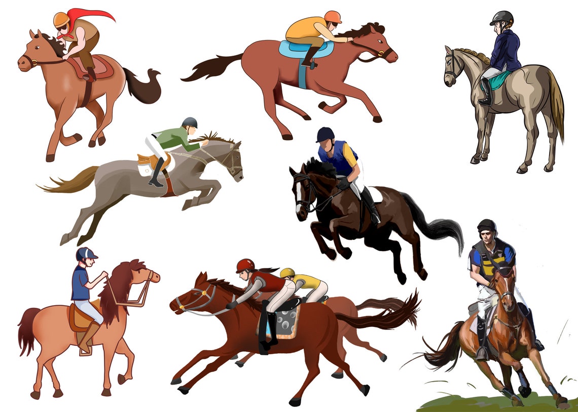 Horse Riding Equestrianism Clipart Running Horse Clip Art - Etsy