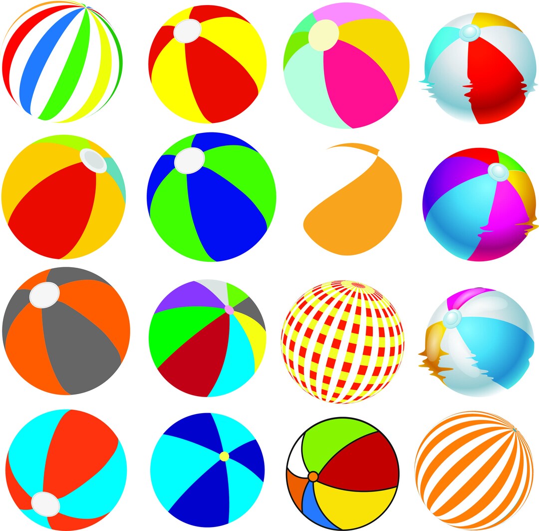 Beach Ball Clipart SVG Bundle, Summer Beach Vector Files, Instant ...