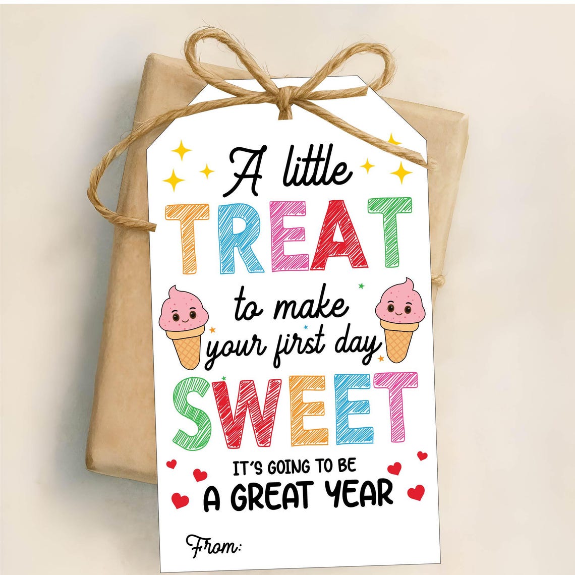 First Day of School Gift Tags: Treat Bag Printables (editable PDF) - Etsy