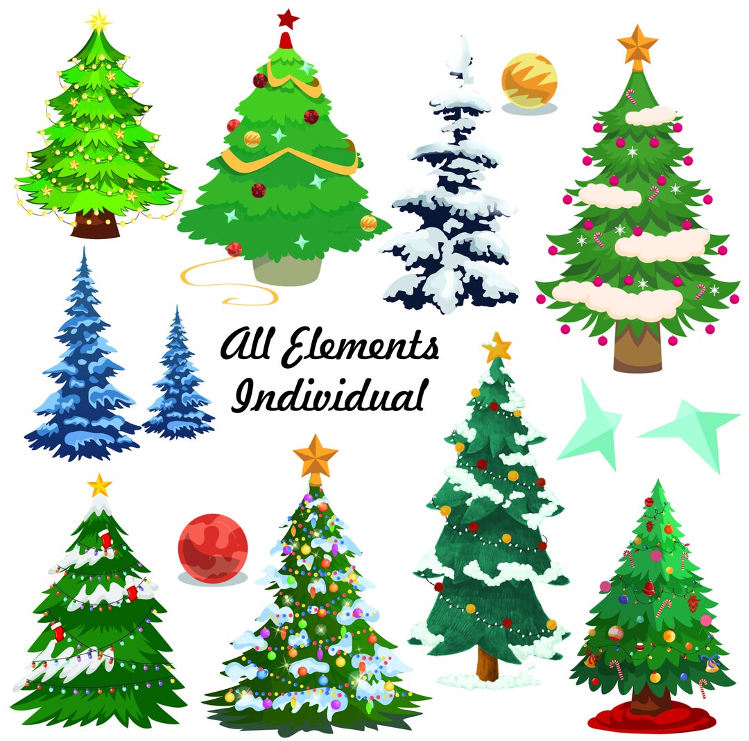 Watercolor Christmas Tree SVG, Winter Snow Trees Clipart, Digital ...