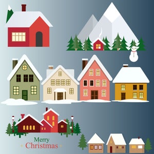 House Clipart SVG Christmas Winter House Clipart Set, Cute Winter Home ...
