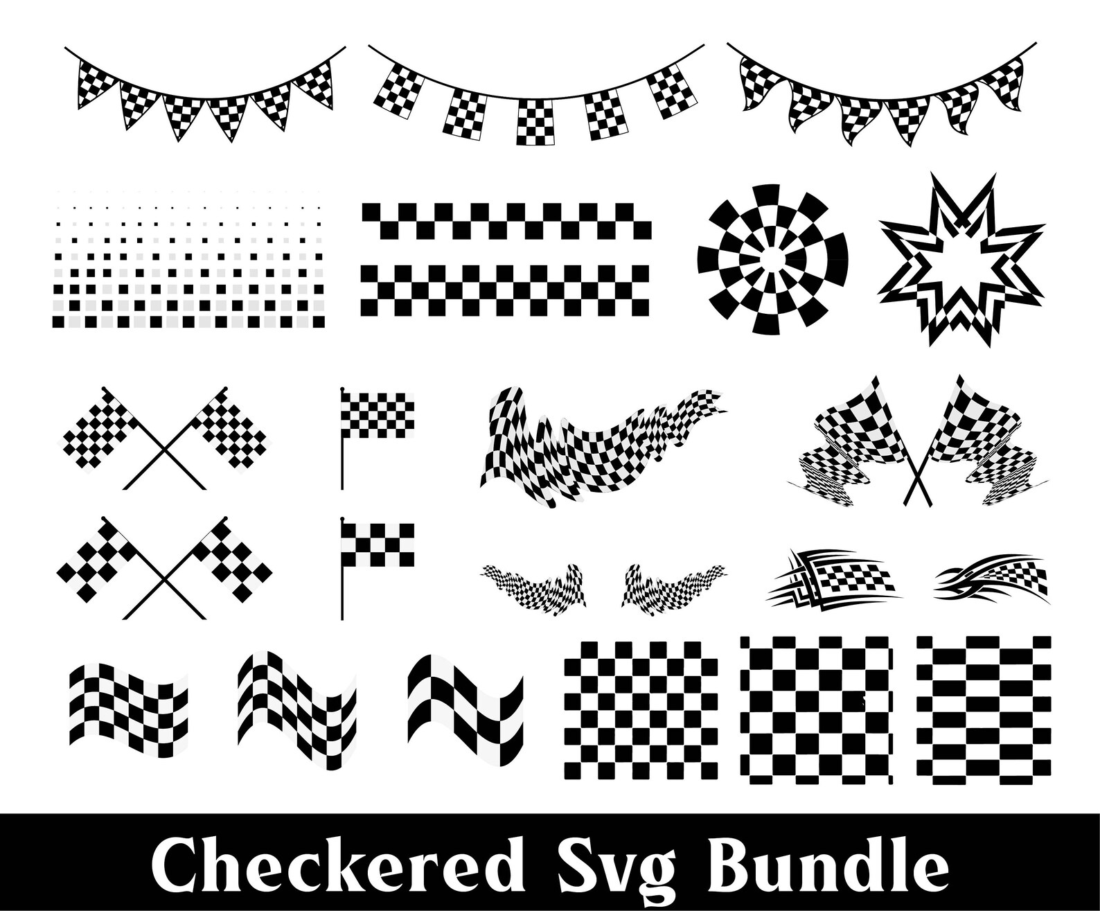 Checkered Pattern SVG Bundle: Clipart, Checkerboard Designs (digital ...