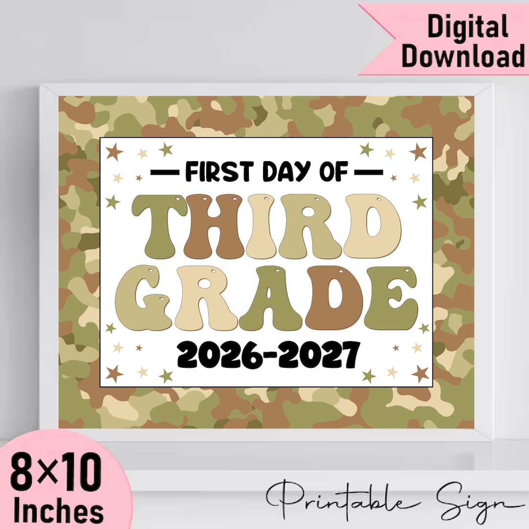 First Day Third Grade Sign, Class of 2026-2027 (digital Download) - Etsy